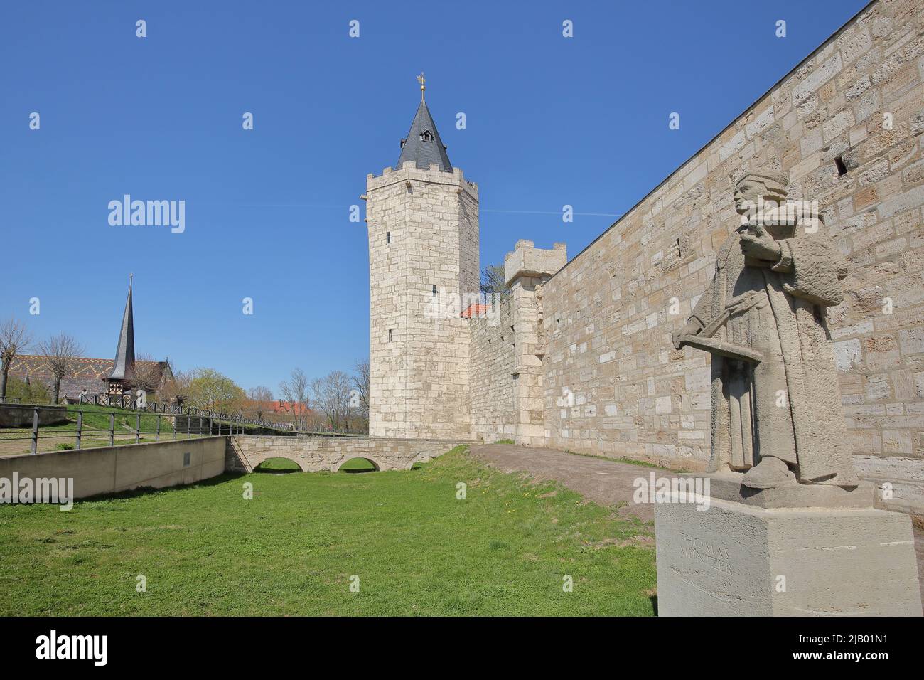 Munzter monument with historic city fortifications and Rabenturm in ...