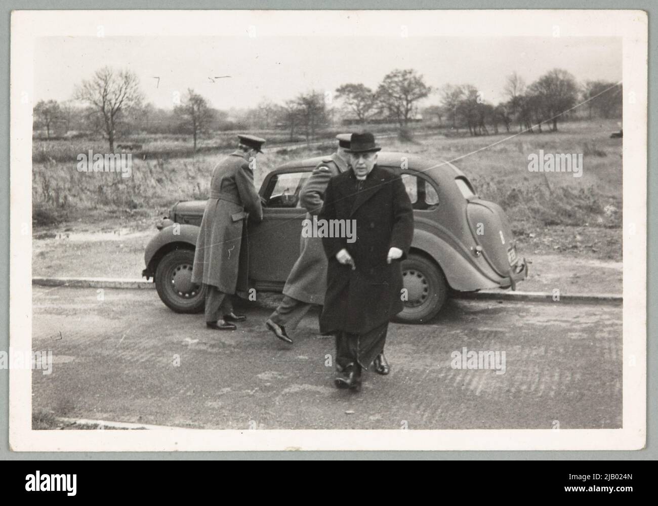 Bishop Józef Gawlina before the car after arriving in Raf Station in ...