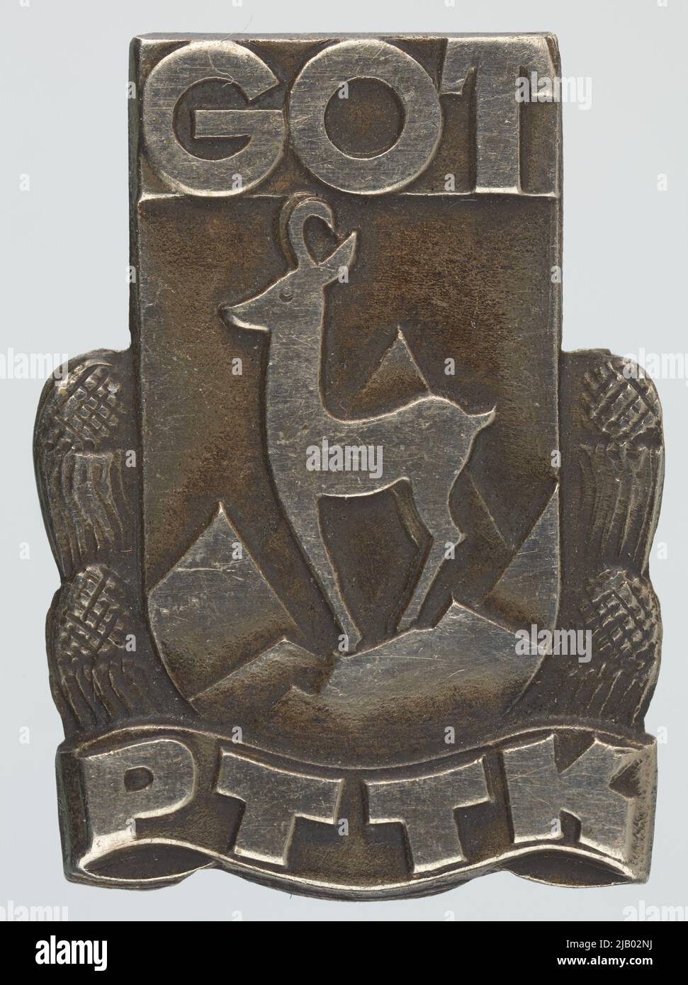PTTK mountain tourist badge large silver unknown label Stock Photo - Alamy