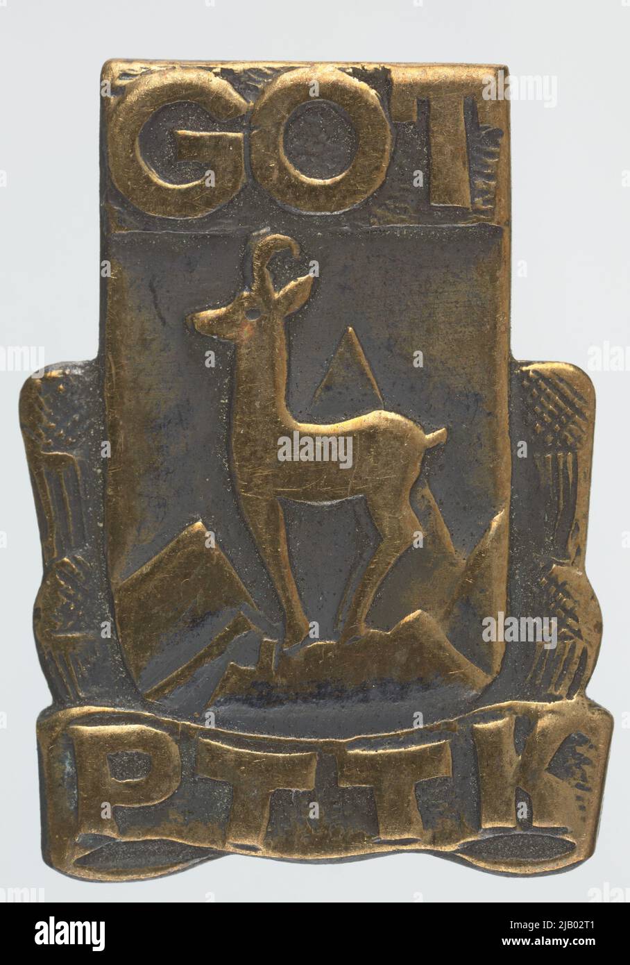 PTTK Mountain Tourist Badge Big Gold unknown label Stock Photo - Alamy