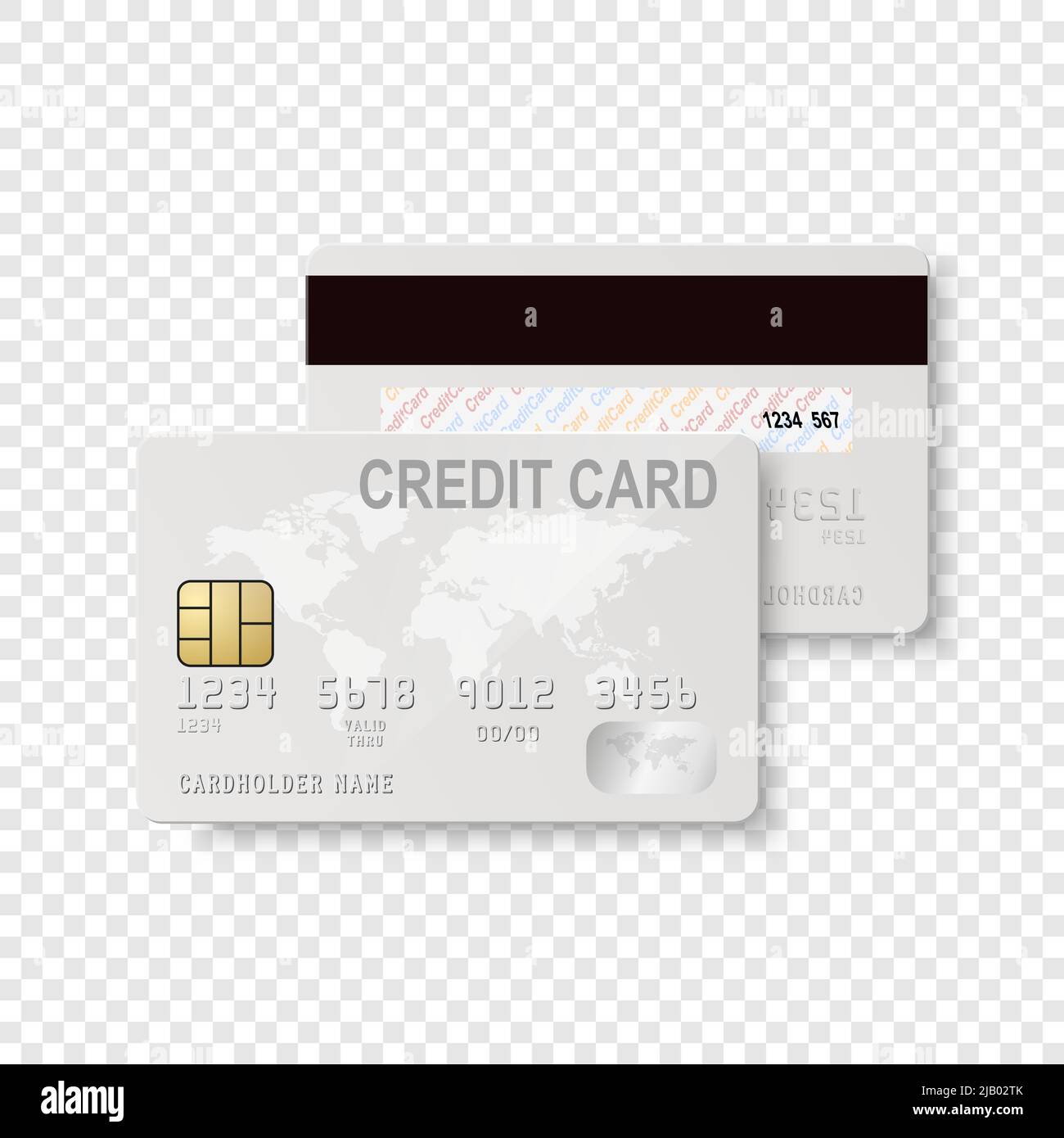 Vector 3d Realistic White Credit Card with Map Isolated. Design ...