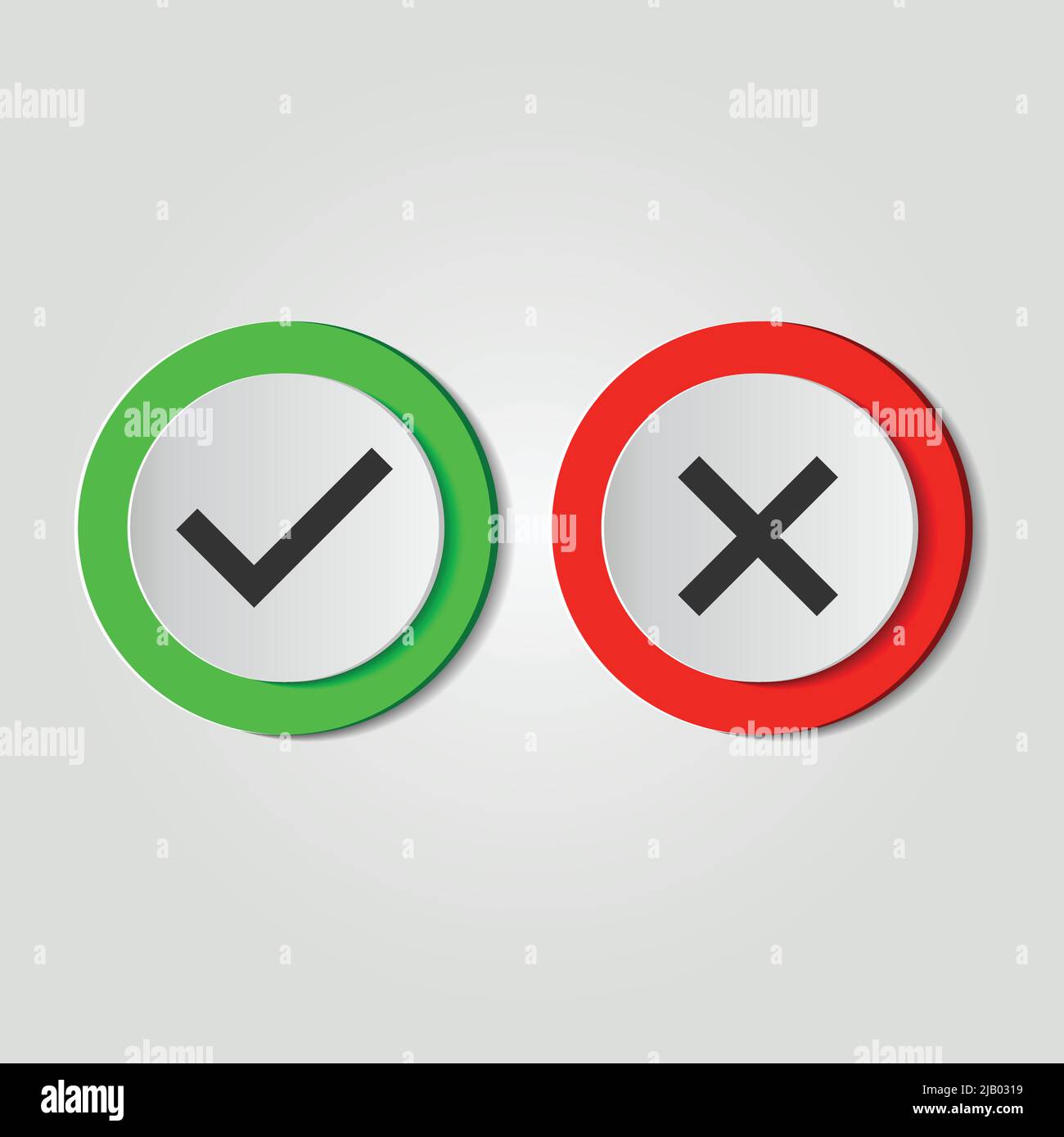 symbol yes or no icon,green,red on white background.Vector illustration ...