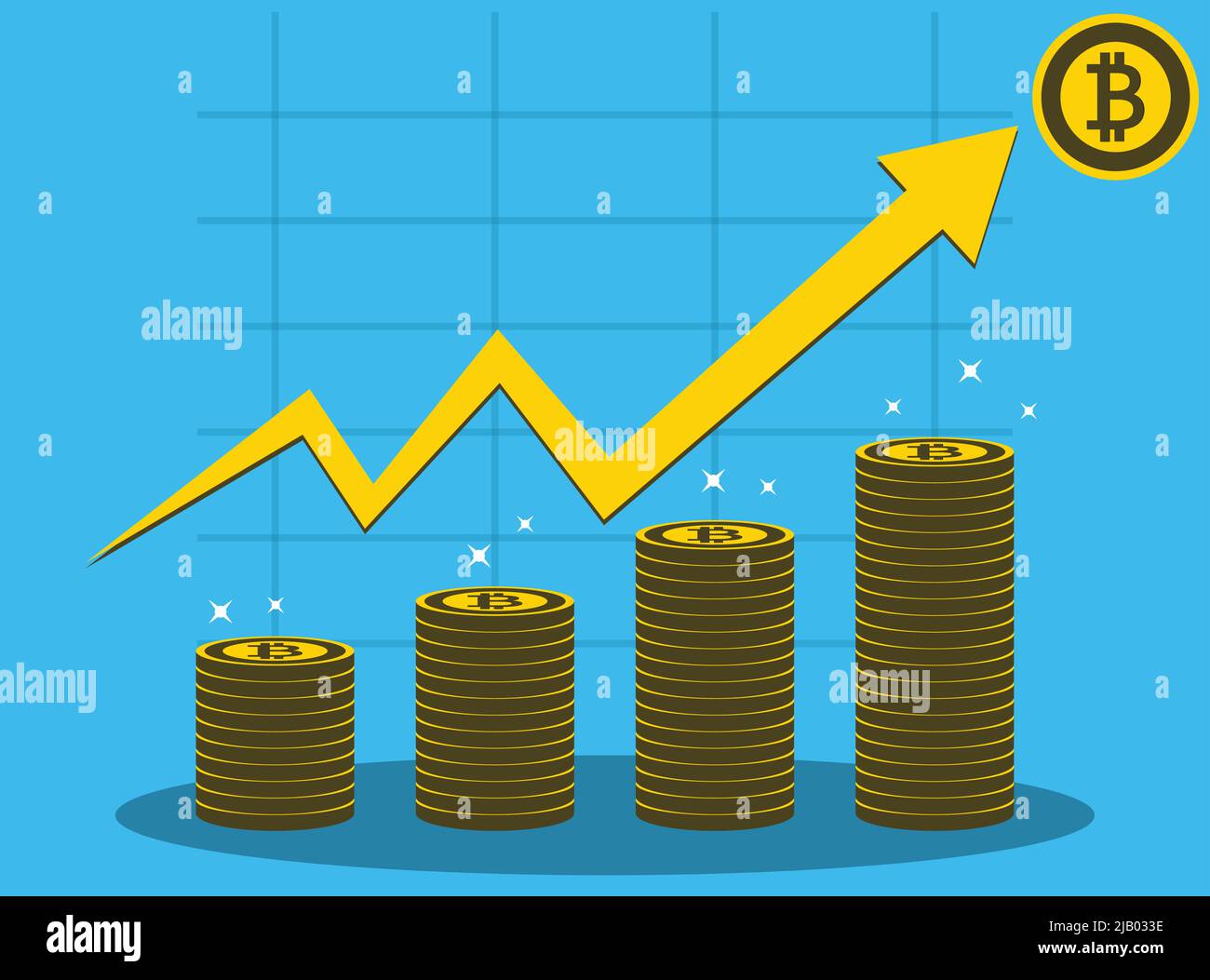 Business Bitcoin concept growth chart on medal bitcoin background ...