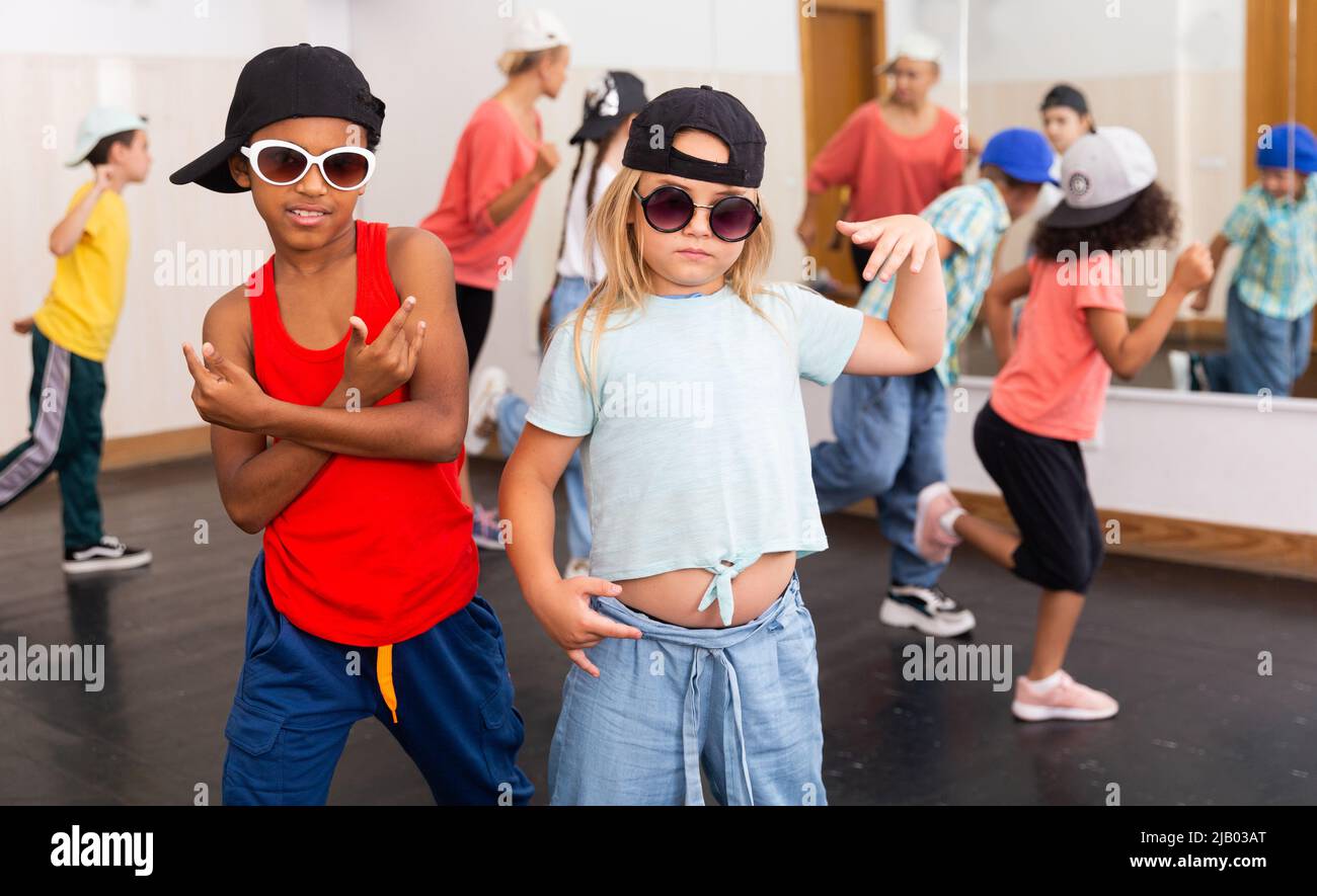 Kids hip hop dancers posing at studio Stock Photo - Alamy