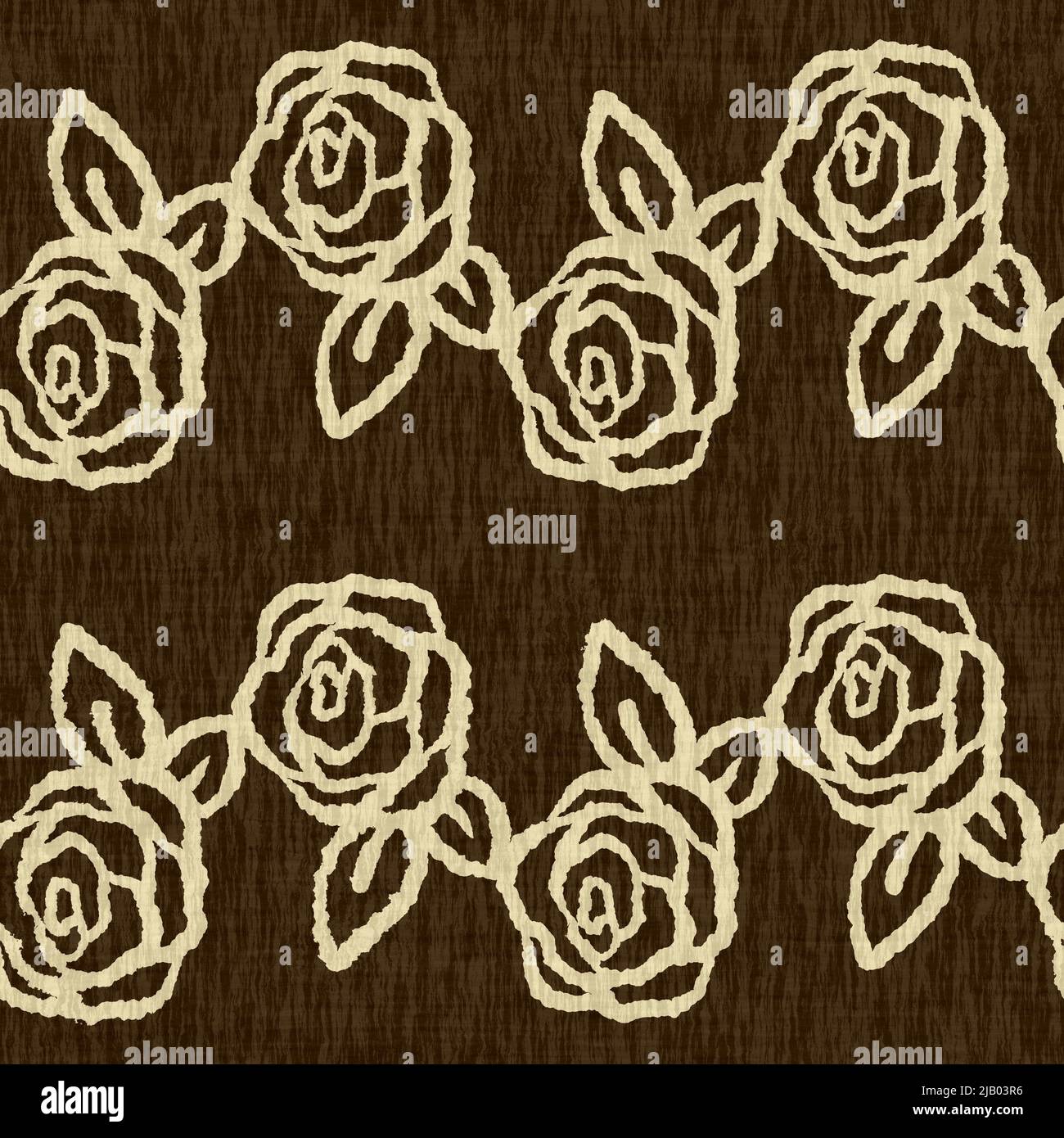 Rose flower linen effect texture seamless pattern. Woven floral garden ...