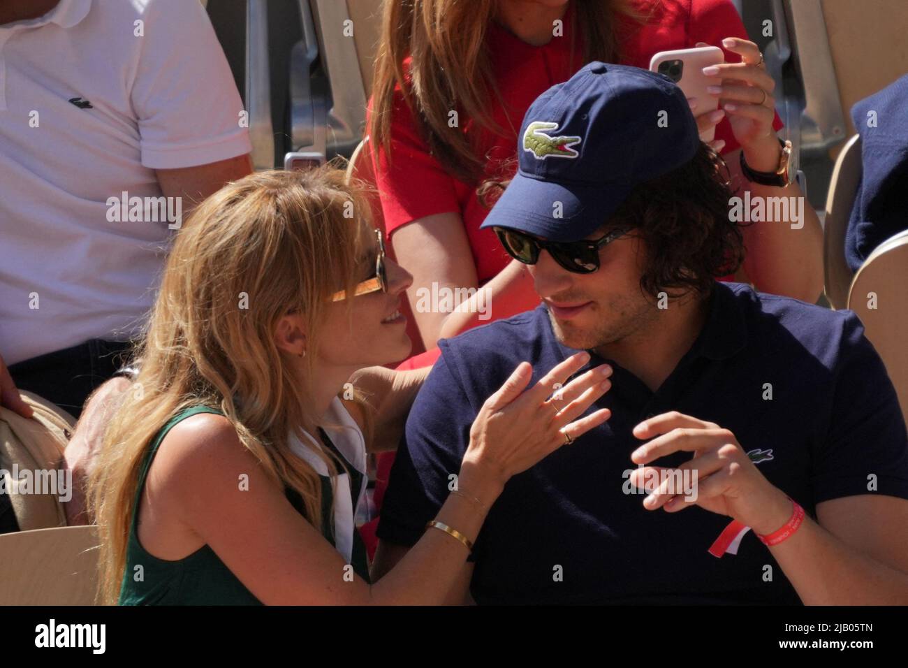 Victoria Monfort, Hugo Cremaschi in the stands during French Open ...
