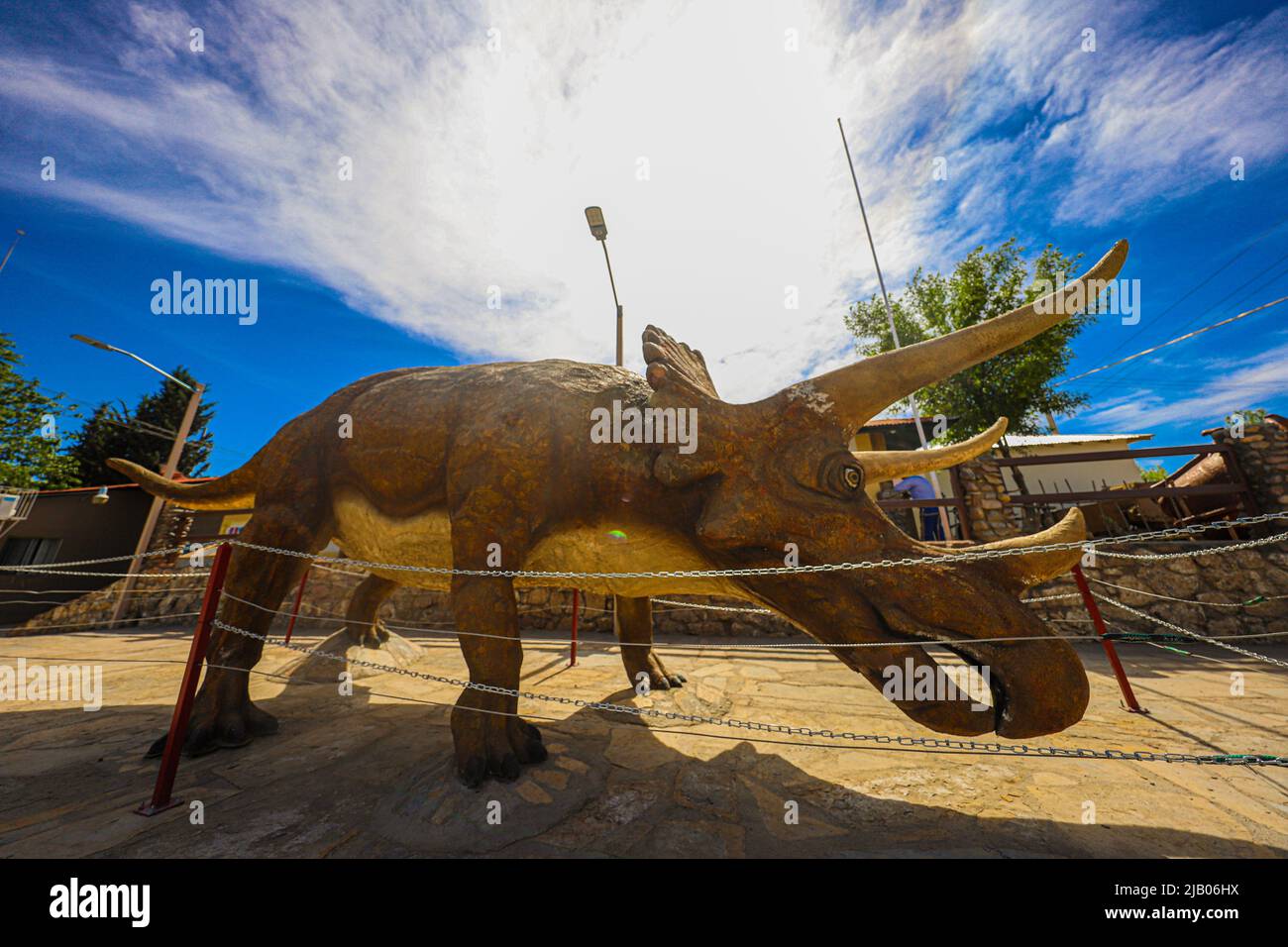 A Triceratops dinosaur sculpture at the museum in Esqueda, Mexico ...