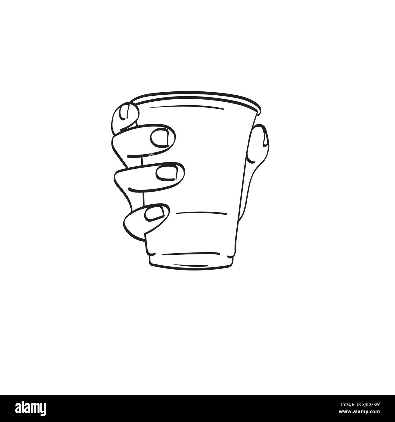 closeup hand holding glass illustration vector hand drawn isolated on ...