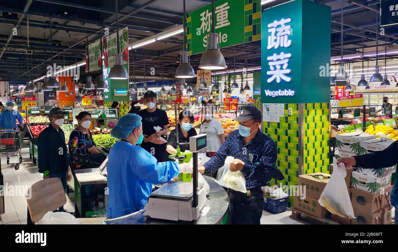 SHANGHAI, CHINA - JUNE 1, 2022 - Citizens shop at a Carrefour ...