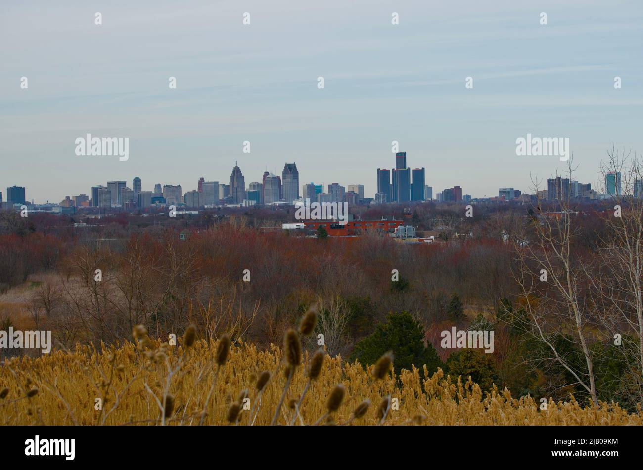 Scenic view of the Detroit and Windsor skyline on a beautiful day Stock ...