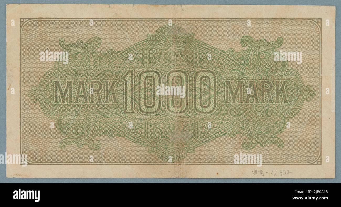 Banknote on 1000 Mark Reichsbanknote, Germany, September 15, 1922 ...