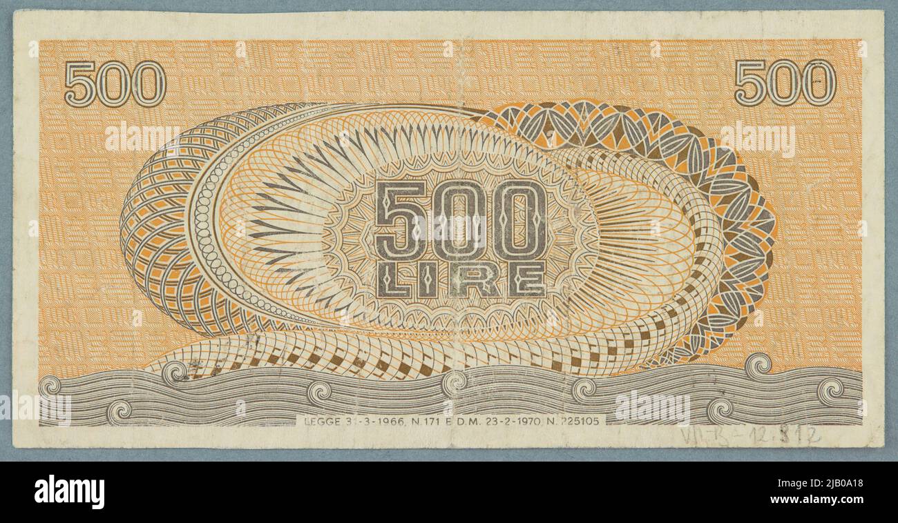 Banking at 500 lire, Republic of Italian State ticket, Italy, L. 1966 ...