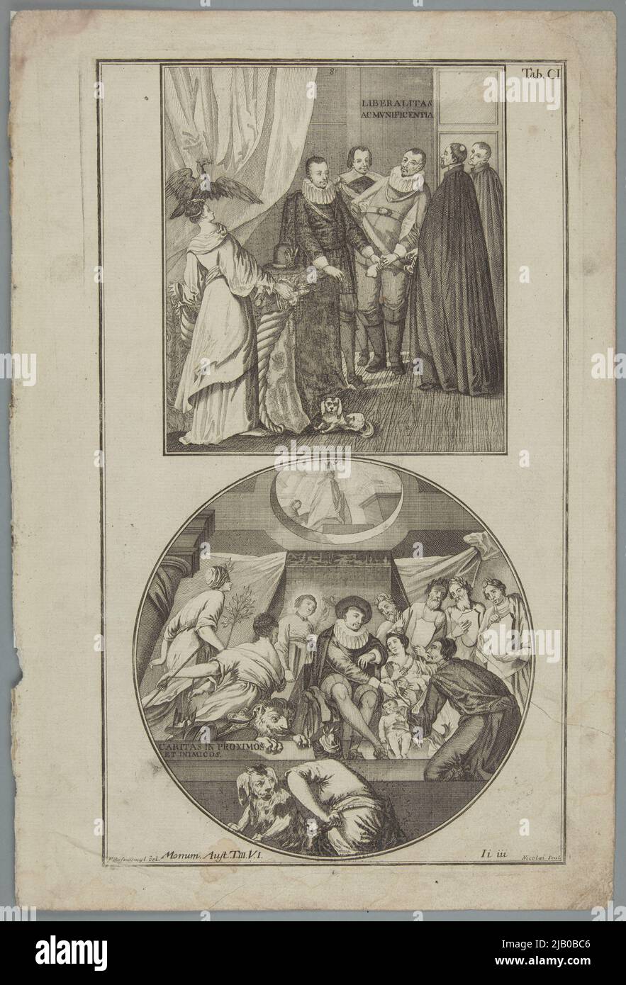 A series of illustrations symbolizing virtues / human features and ...