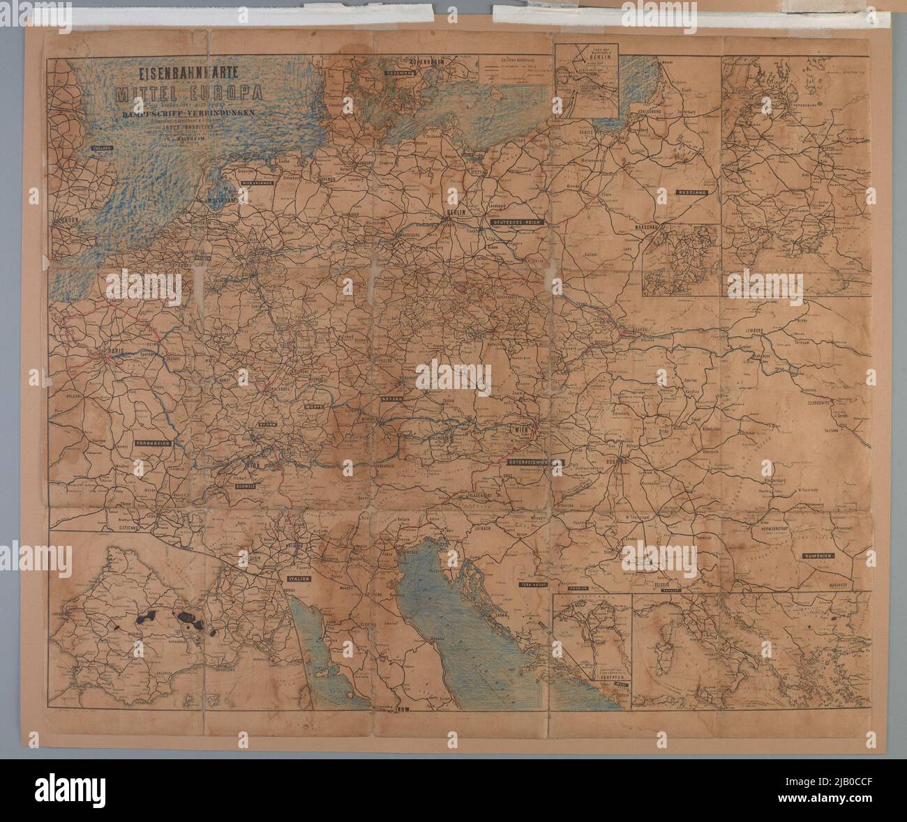 Central Europe Railway Map and Austro Hunggarian Monarchs A Souvenir of ...