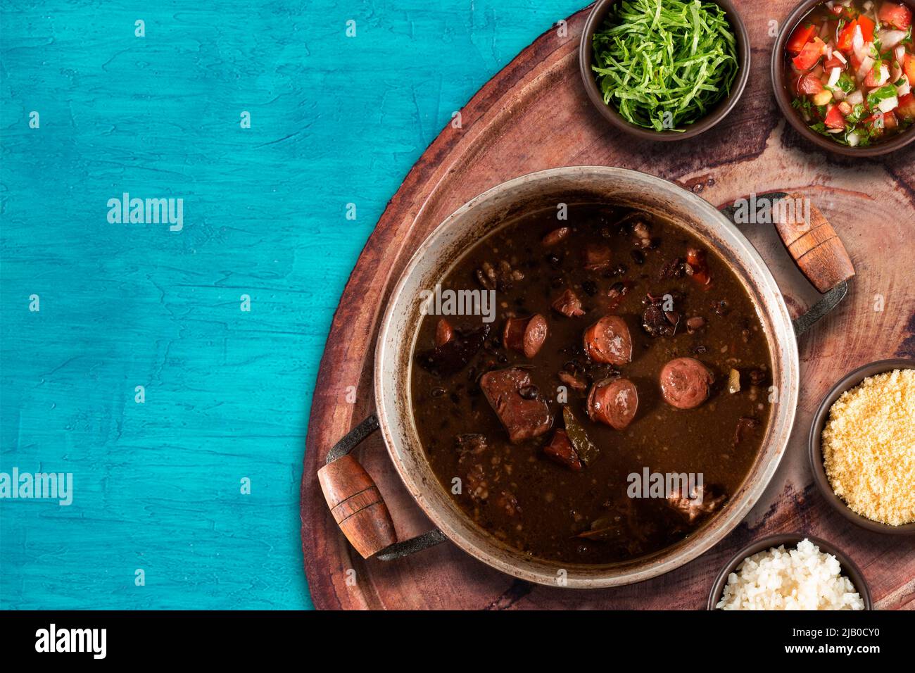 Brazilian feijoada. Traditional Brazilian food. top view Stock Photo ...
