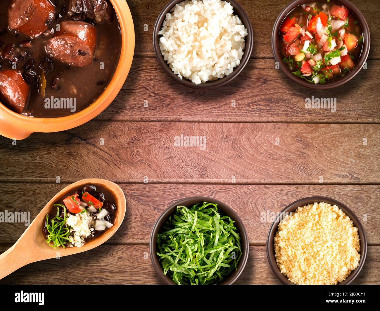 Brazilian feijoada. Traditional Brazilian food. top view Stock Photo ...