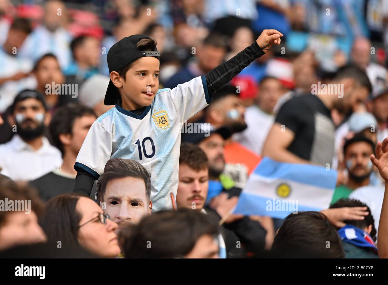 London, UK. 31st May, 2022. Little fan of Argentina in the grandstand ...