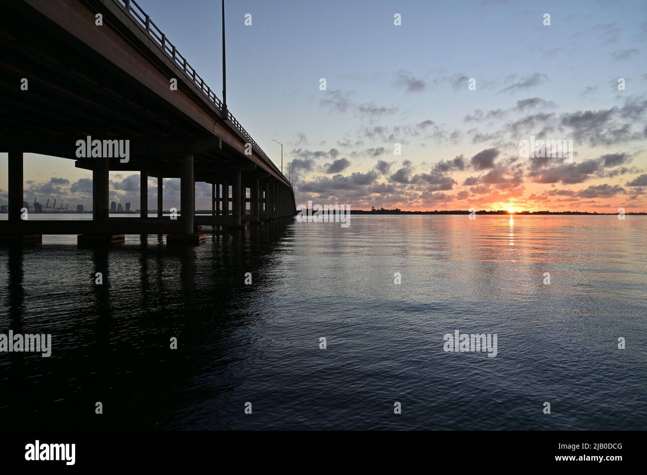 Rickenbacker Causeway bridge between Miami and Virginia Key, Florida at ...