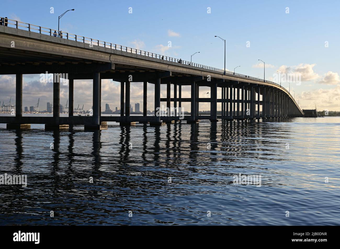 Rickenbacker Causeway bridge between Miami and Virginia Key, Florida in ...