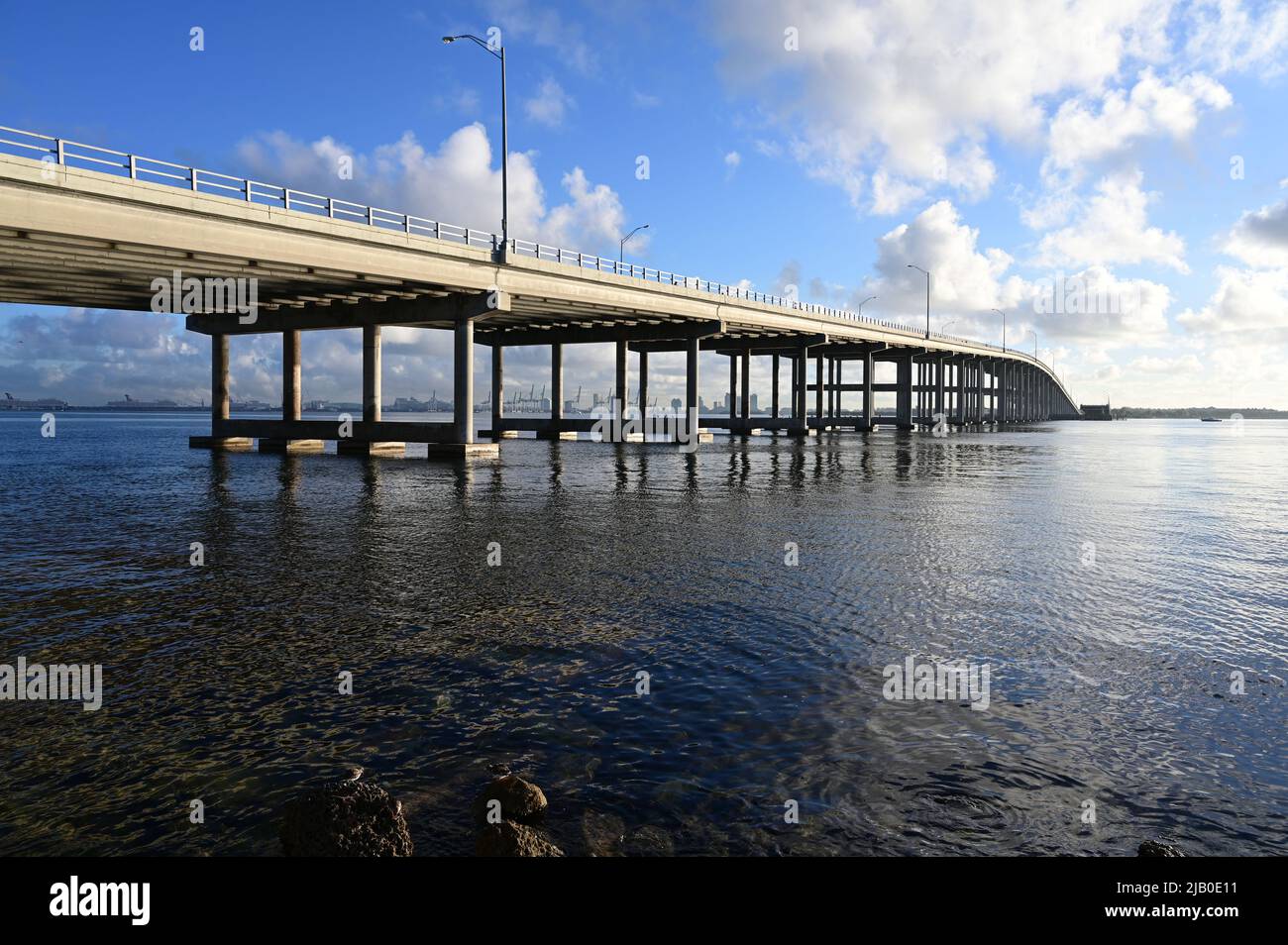 Rickenbacker Causeway bridge between Miami and Virginia Key, Florida in ...