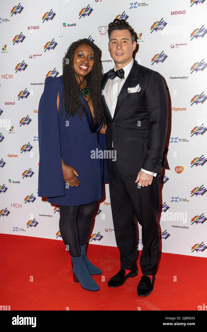 Dawn Butler (L) and Anthony Watson (R) attend the Rainbow Honours at 8 ...