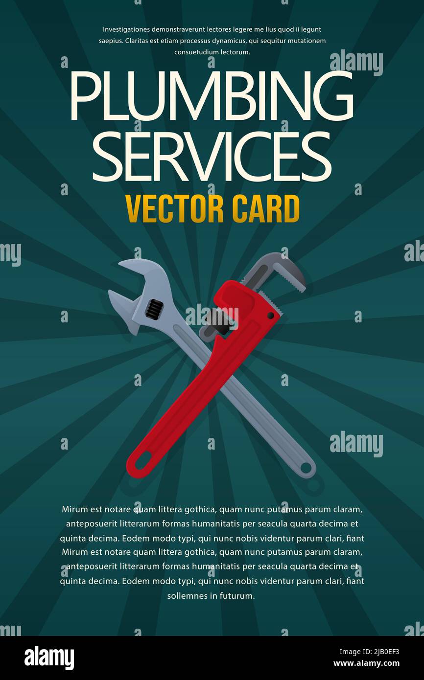 Plumbing services vector label composition. Editable commercial flyer ...