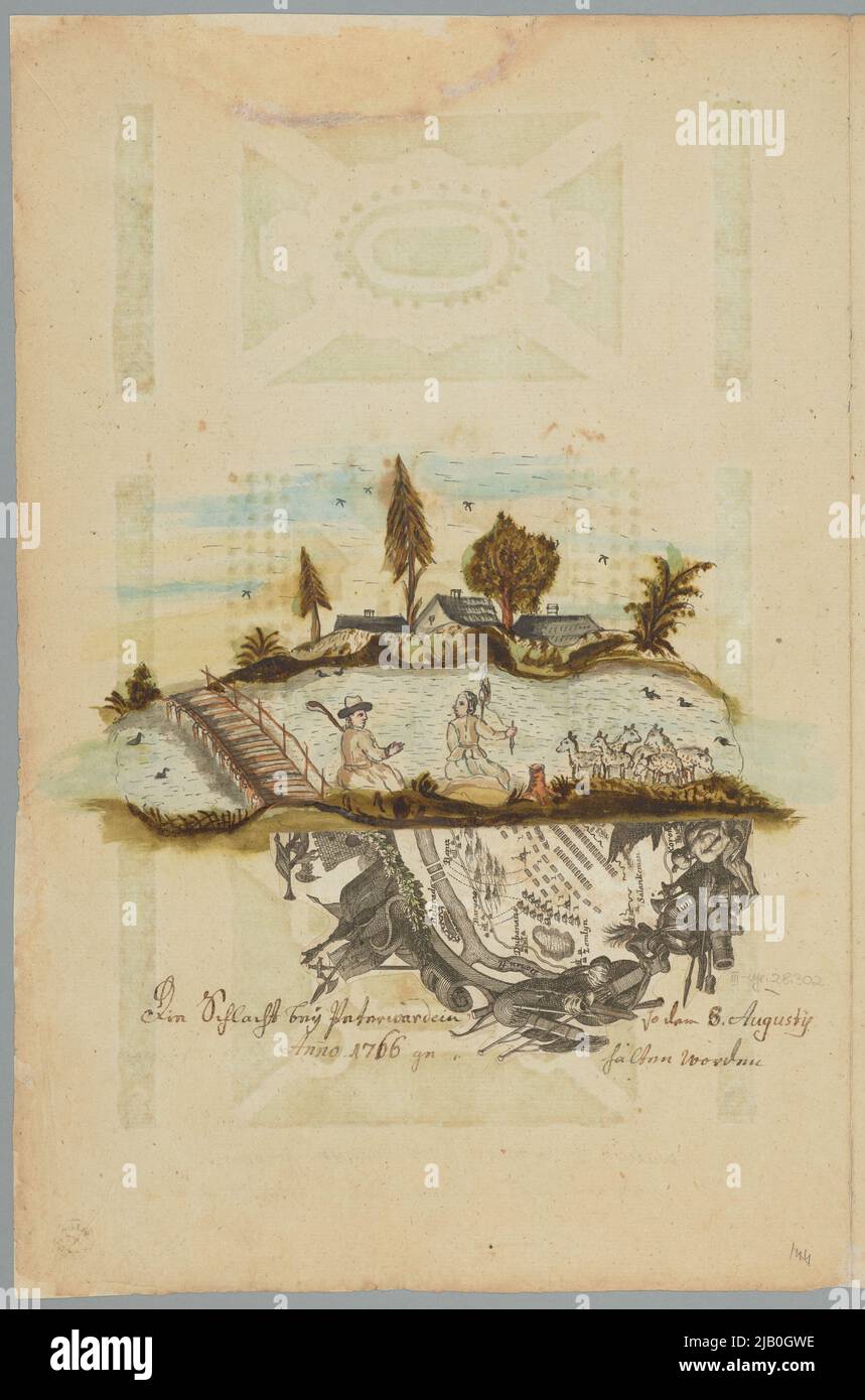 Fragment of the battle of Belgrade of 1766 (pasted onto the garden ...