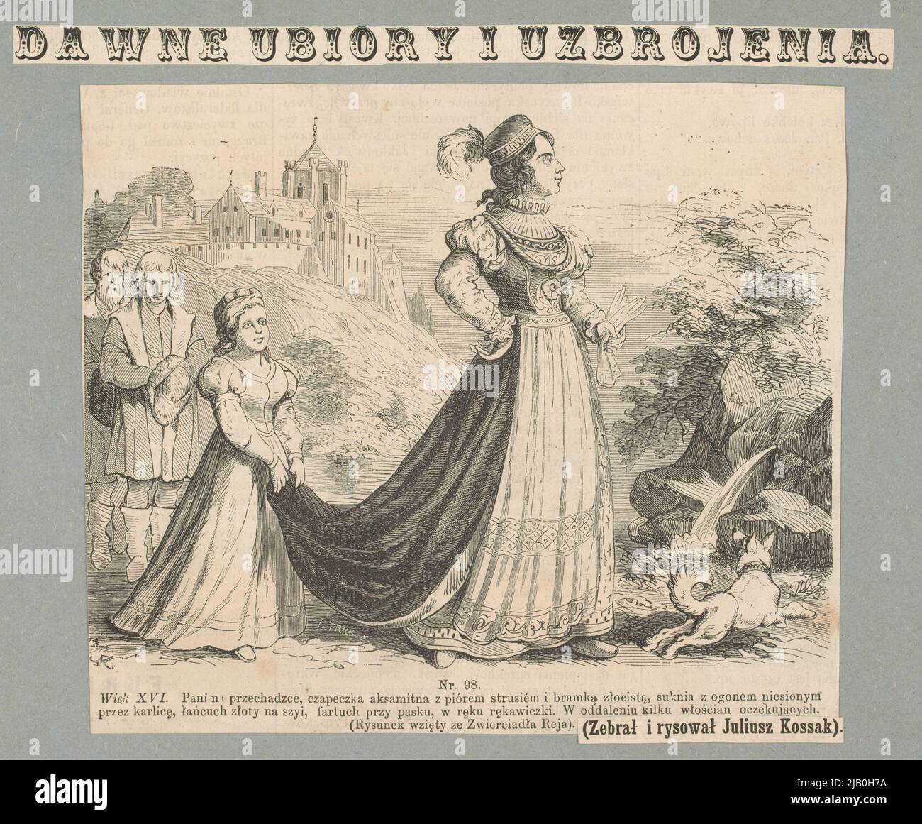The 16th century. Lady on a walk () (drawing taken from the mirror Reja ...