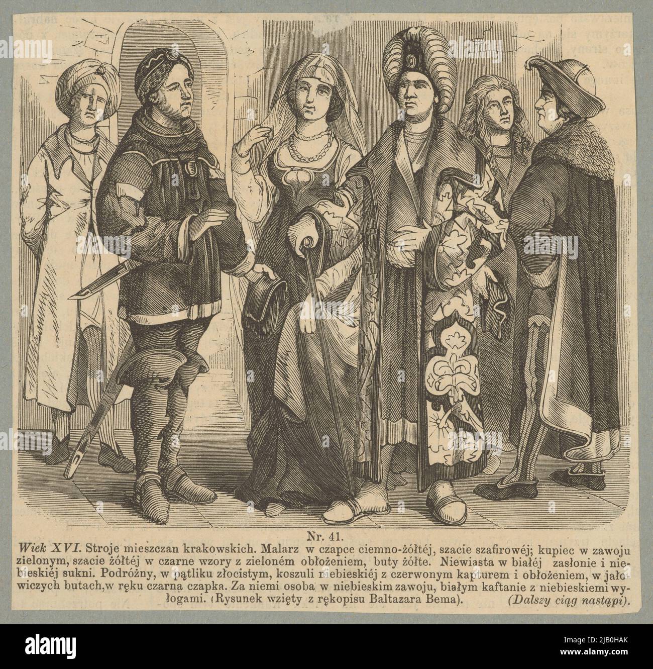 The 16th century. Cracow burghers () (drawing taken from the Baltazar ...