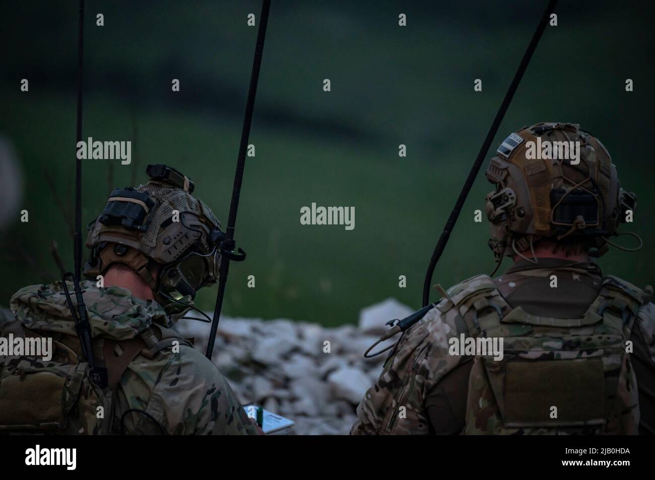 A U.S. Air Force Special Tactics operator and a Latvian joint terminal ...