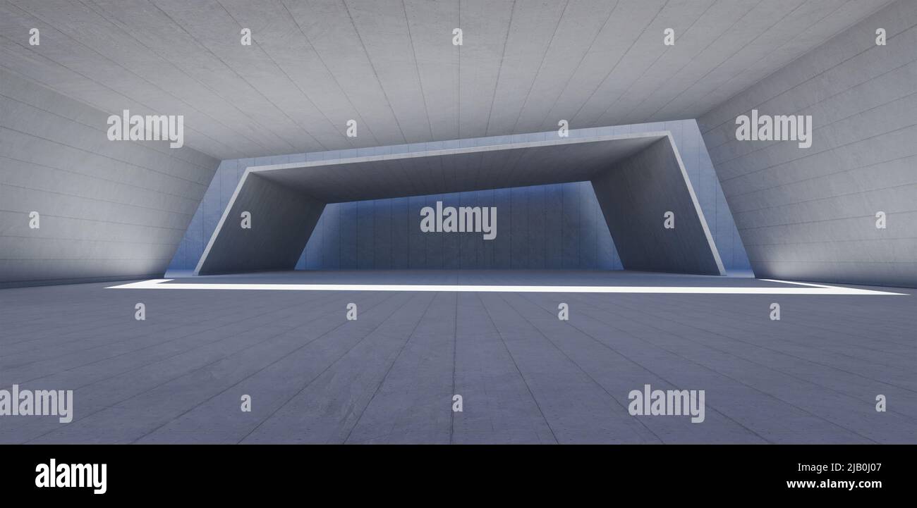 Minimalist concrete interior. Abstract Architecture design concept. 3d ...