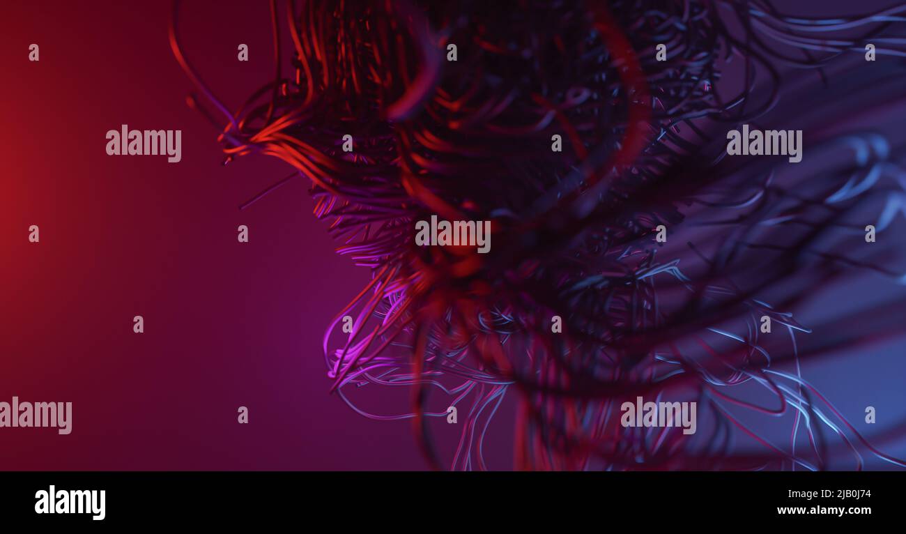 Stripes of flowing wave lines abstract sci-fi or technology background ...