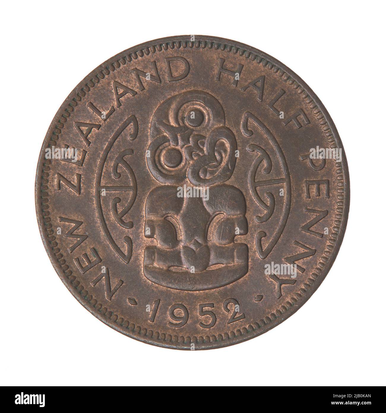 New Zealand, Jerzy VI (1936 1952), ½ Pensa, London; 1952 Mint London ...