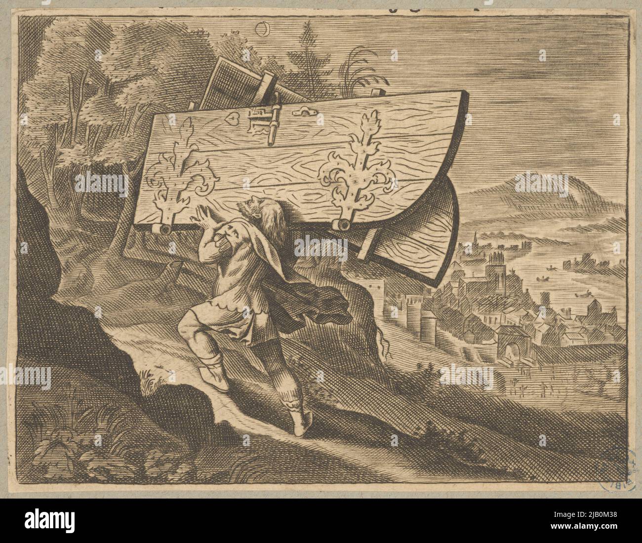 Scene from the Old Testament Samson carrying the gate gate of the city ...