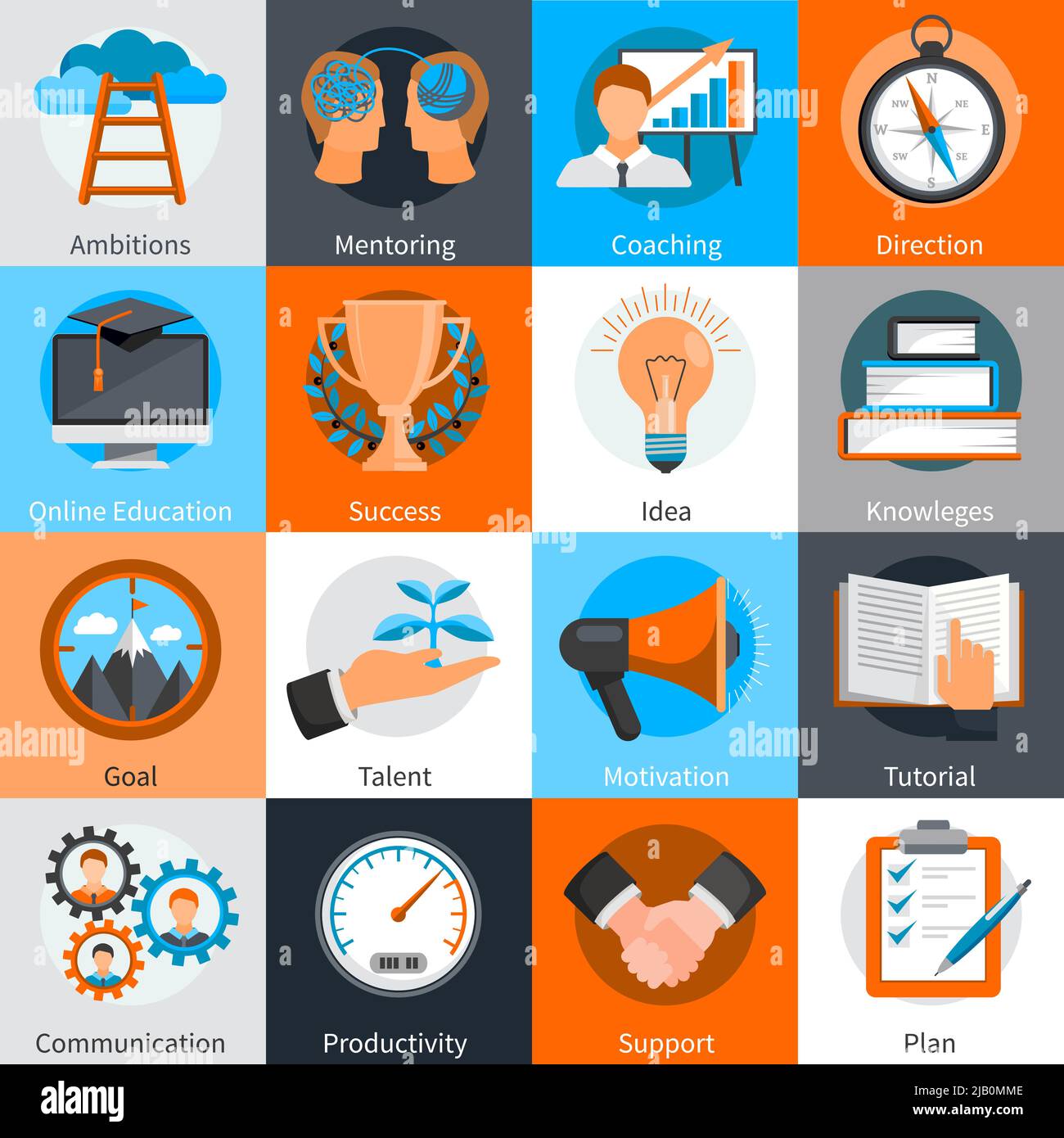 Flat design concept icons for mentoring and coaching skills development ...