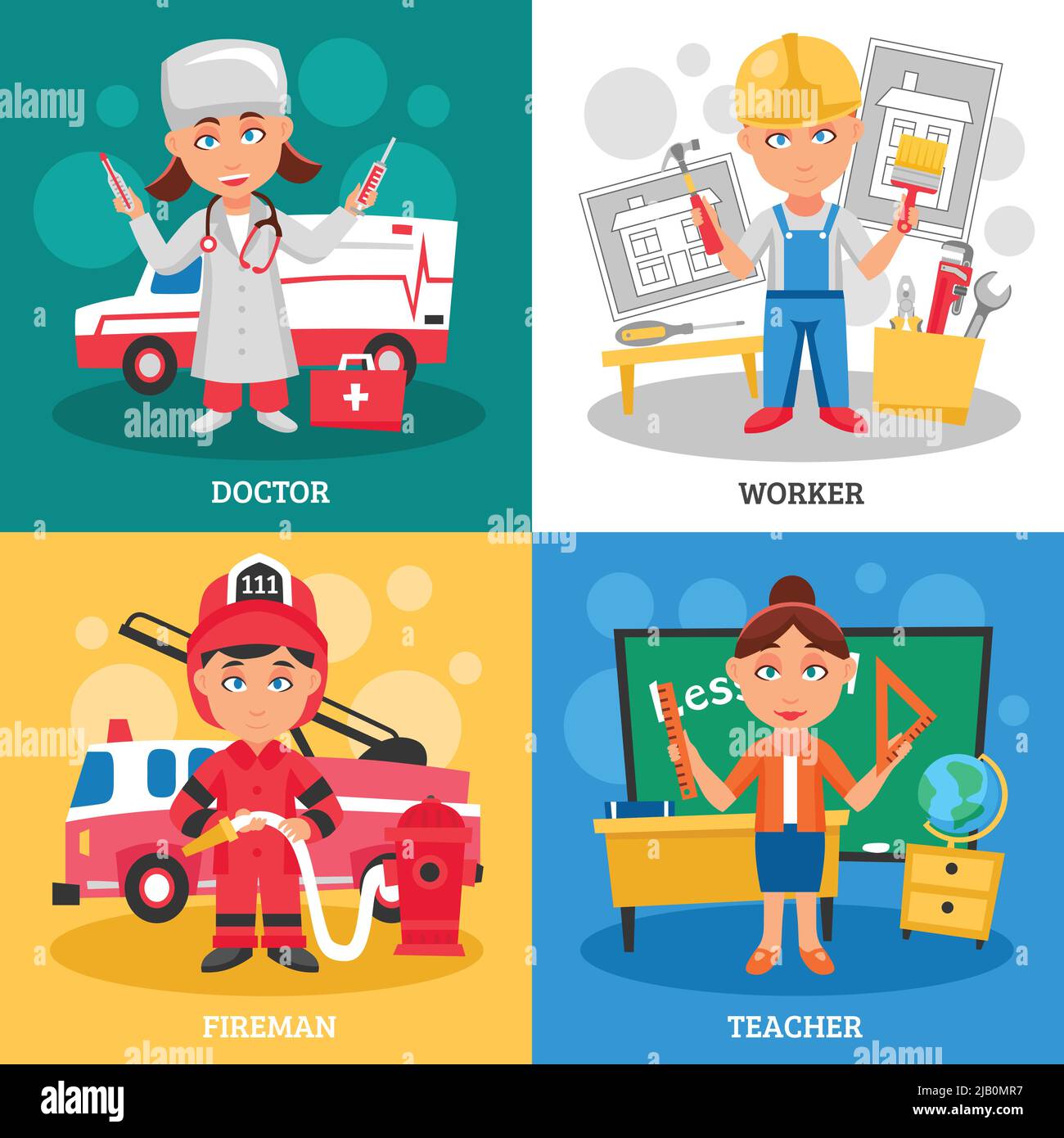 Cartoon illustration professional people occupations hi-res stock ...