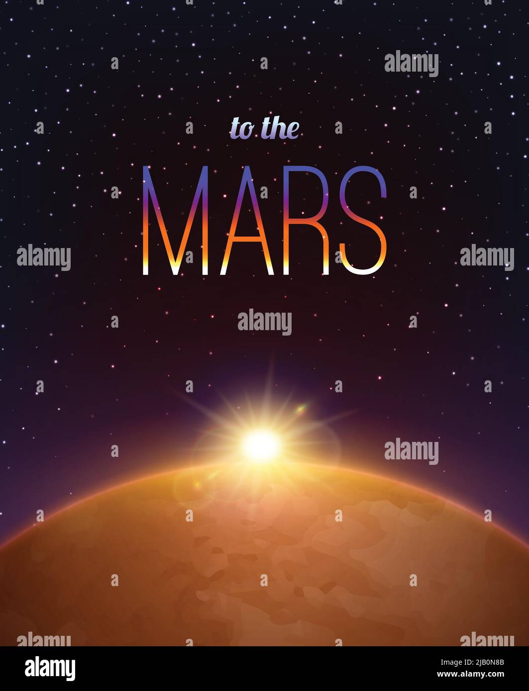 Mars exploration realistic background with space and galaxy symbols ...