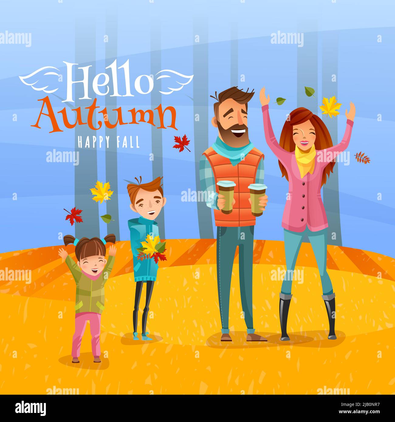 Father children autumn Stock Vector Images - Alamy