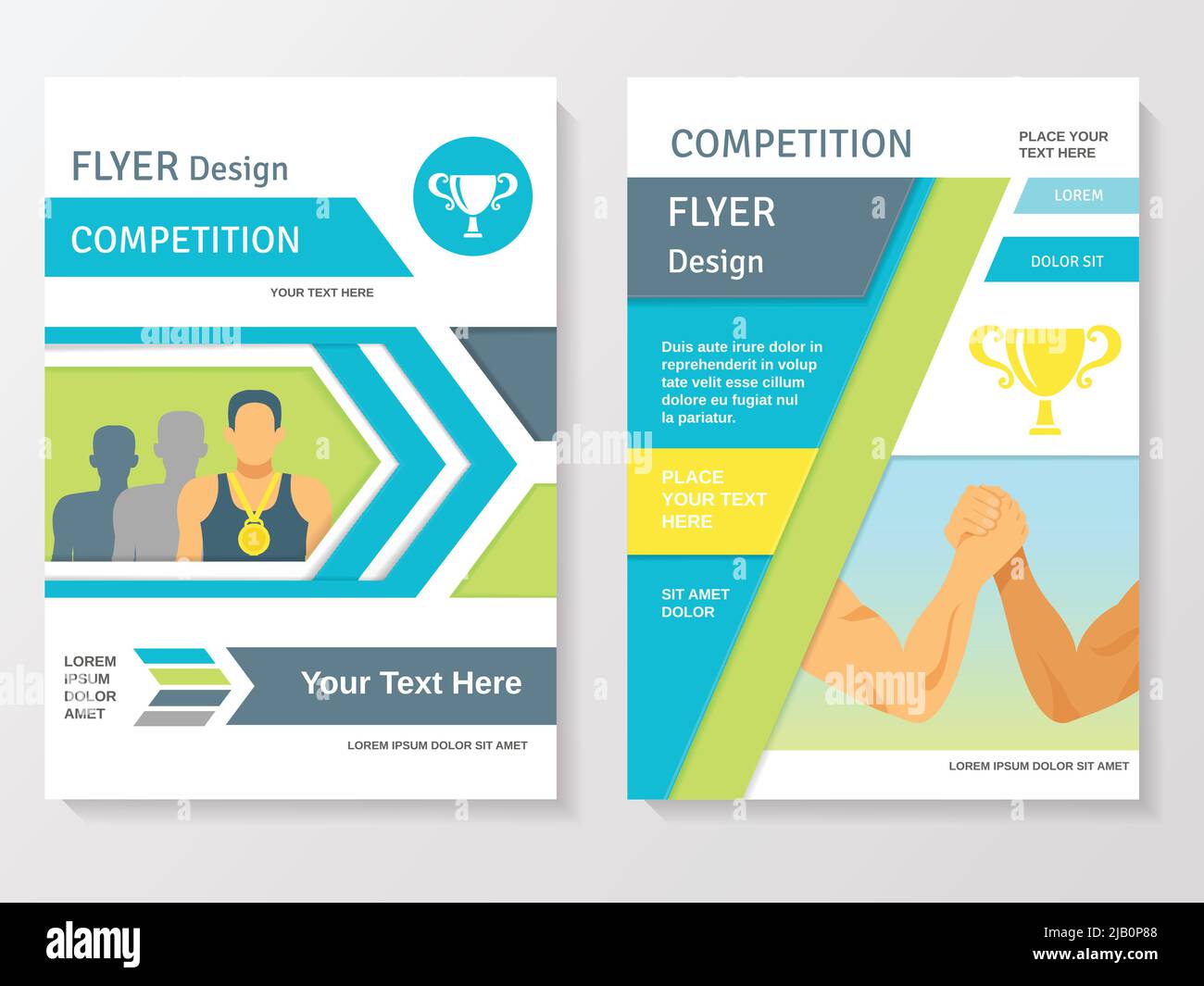 Sports competition flyer template with winner partnership gold medals ...