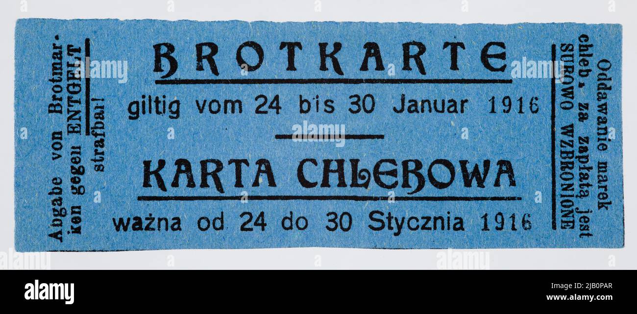 Bread card; Important from 24 to 30.01.1916 Stock Photo - Alamy