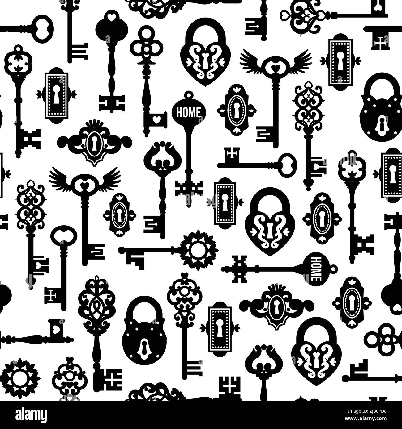 Keys and locks seamless pattern in vintage style isolated vector ...