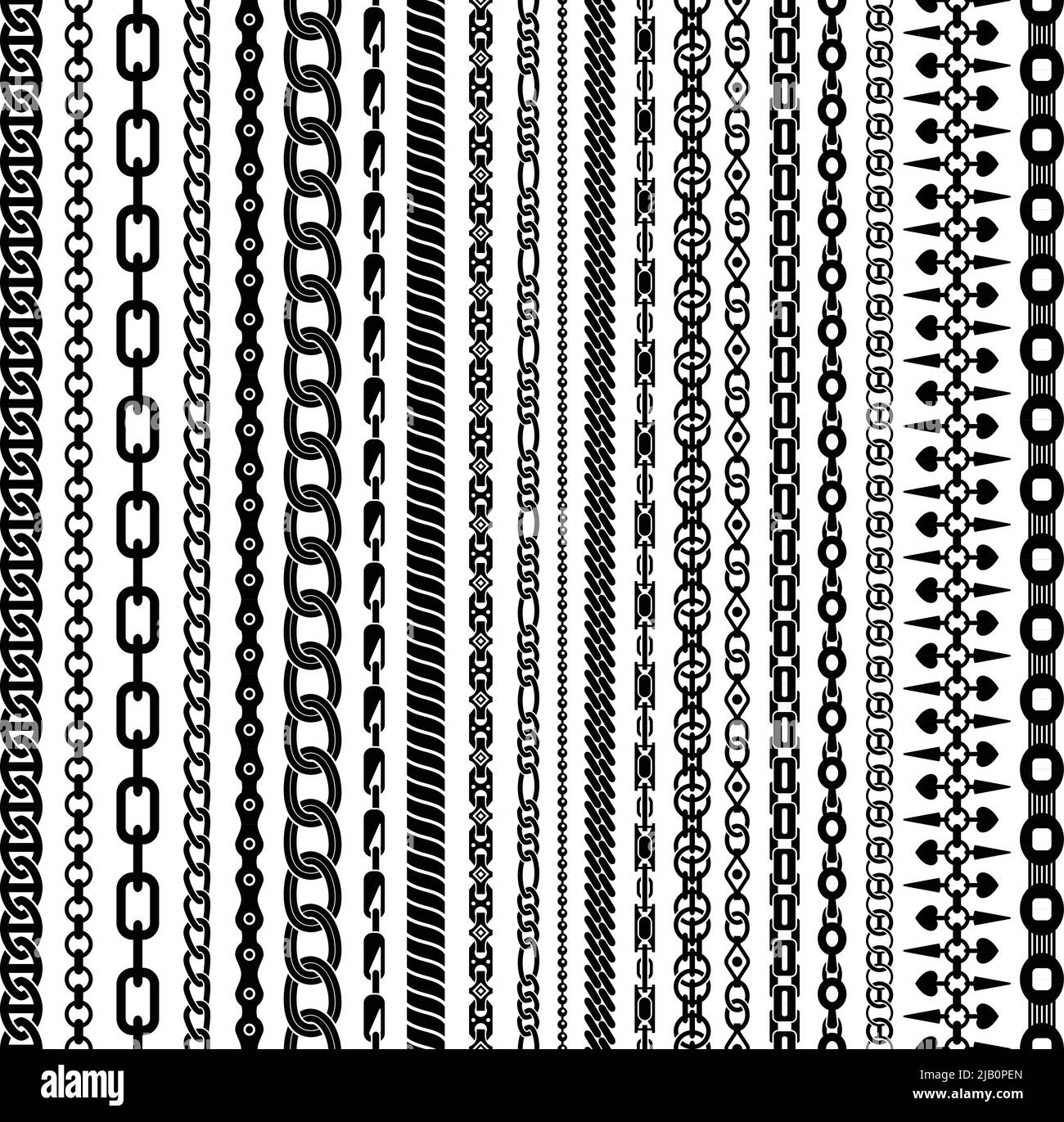 Black vertical chains set of different shapes ornament and thickness on ...