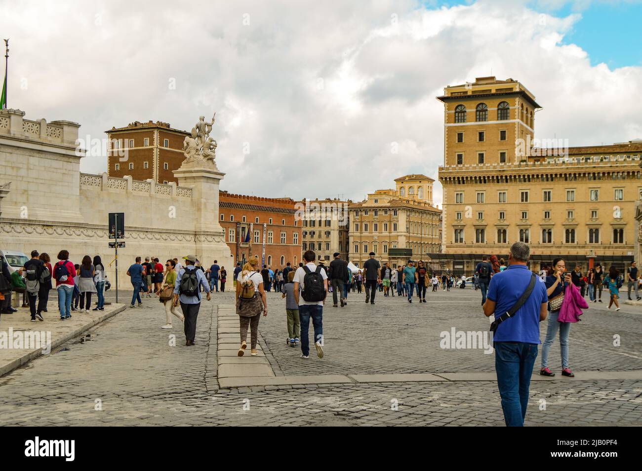 ROME, ITALY - OCTOBER 07, 2018: Numerous tourists on the streets and ...