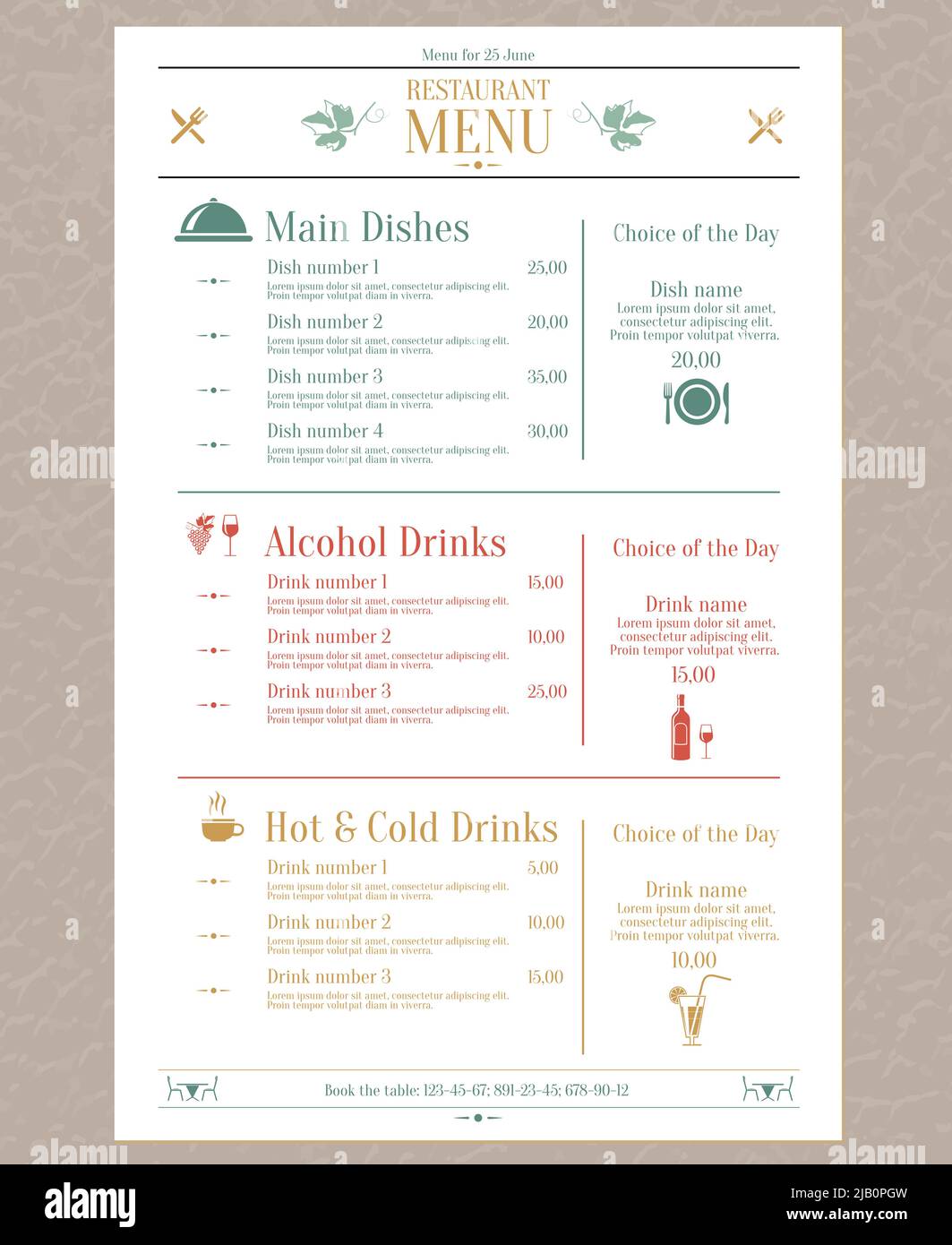 Elegant restaurant menu list with decorative elements vector ...