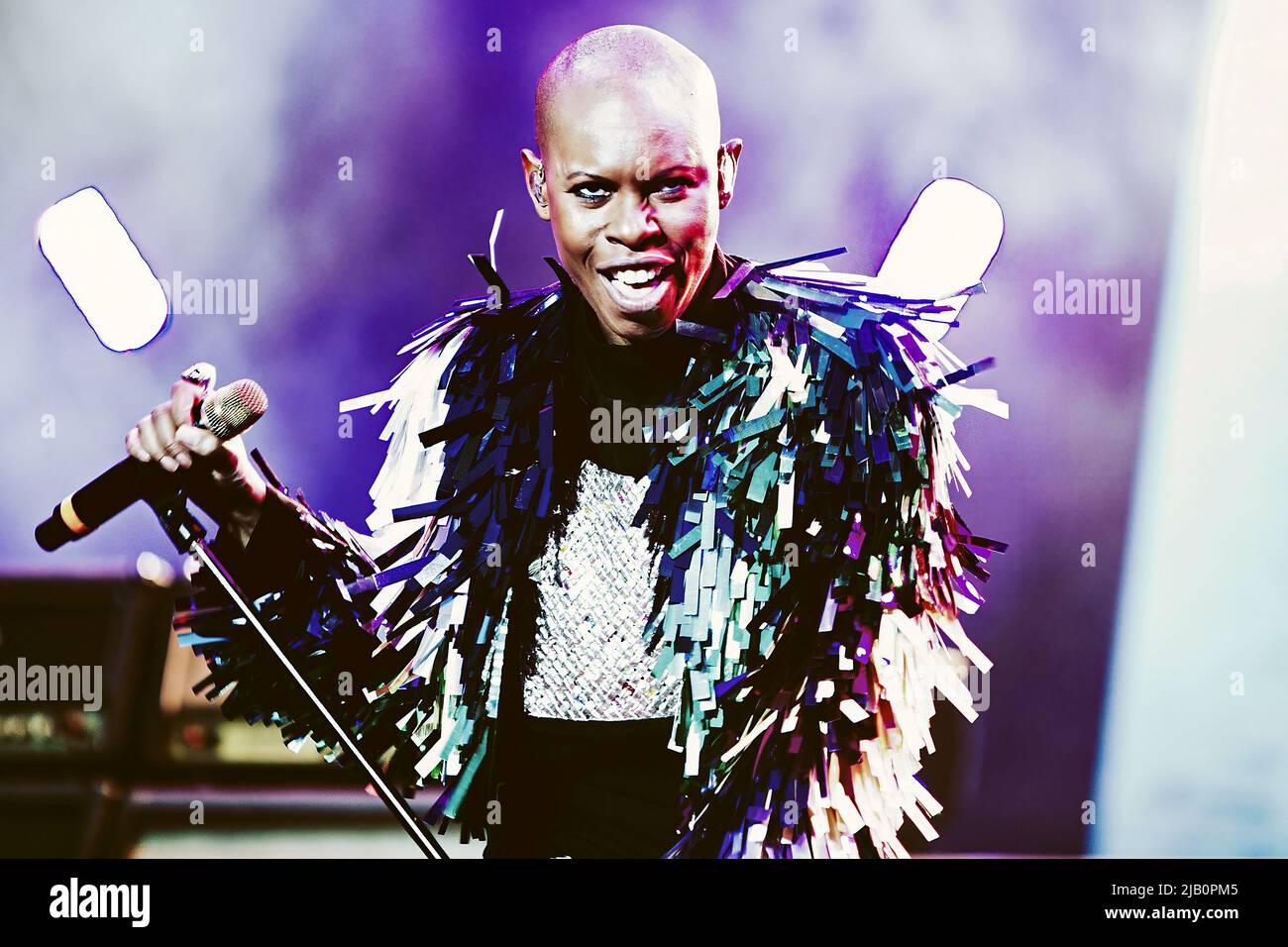 Deborah Anne Dyer mononymously by the stage name Skin performs in Rome ...