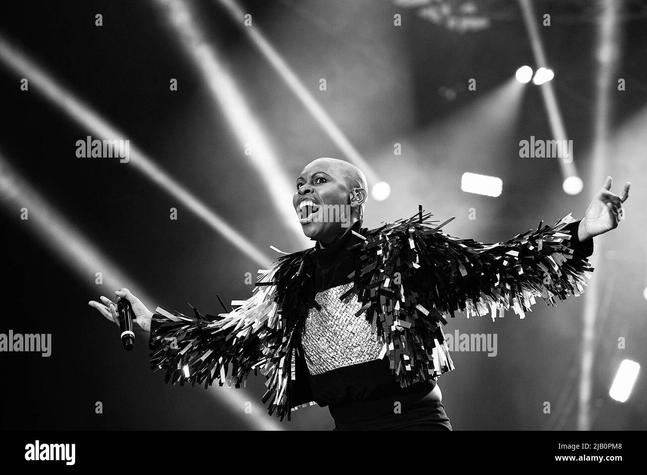 Deborah Anne Dyer mononymously by the stage name Skin performs in Rome ...