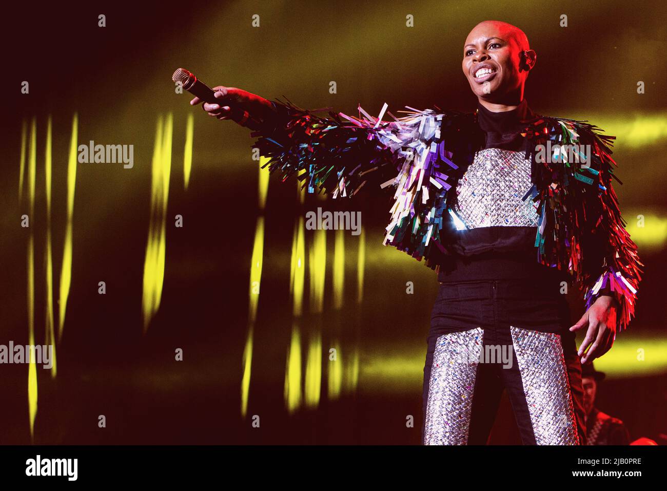 Deborah Anne Dyer mononymously by the stage name Skin performs in Rome ...