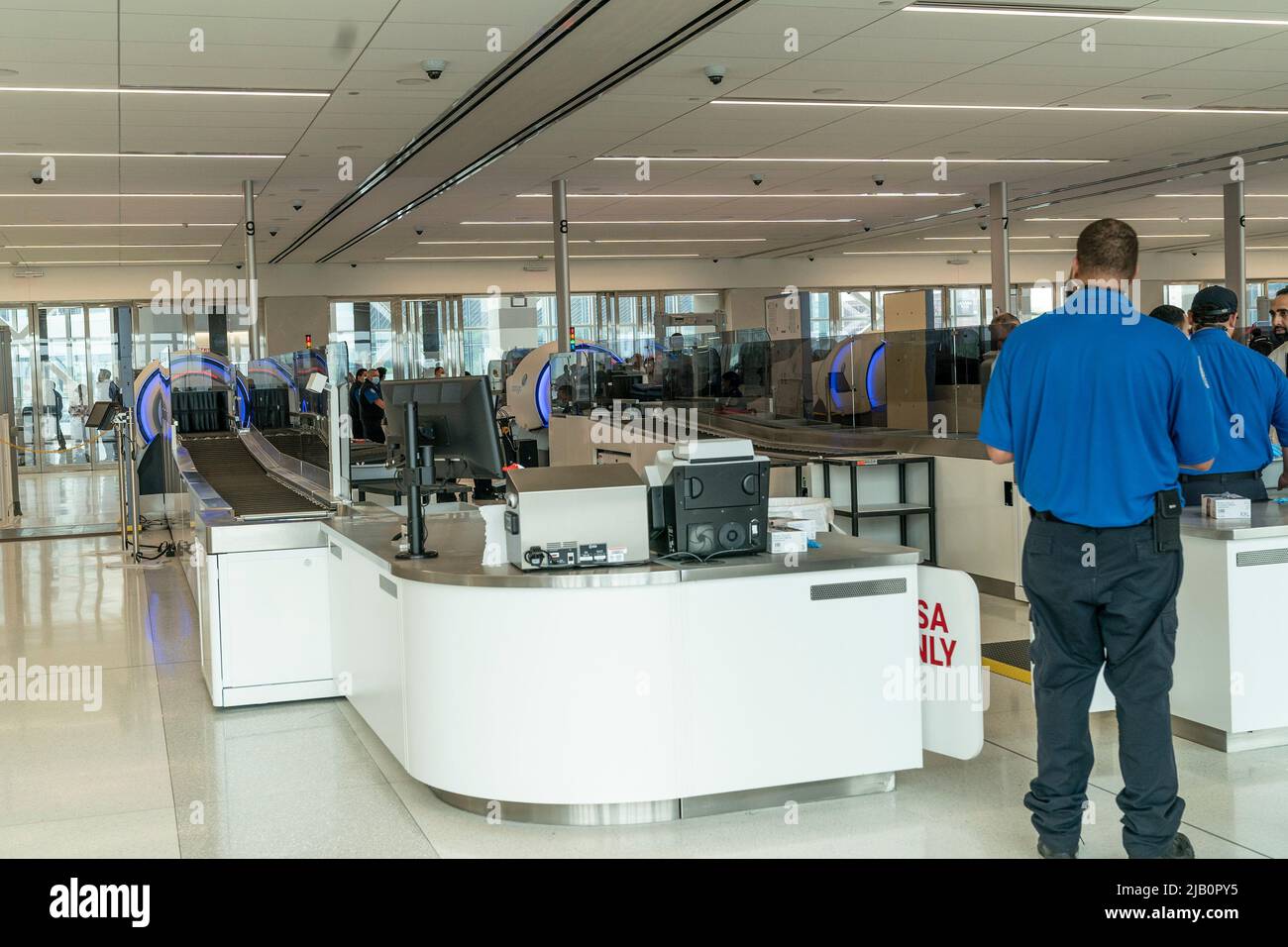 Security control areea by TSA at LaGuardia airport Terminal C during ...