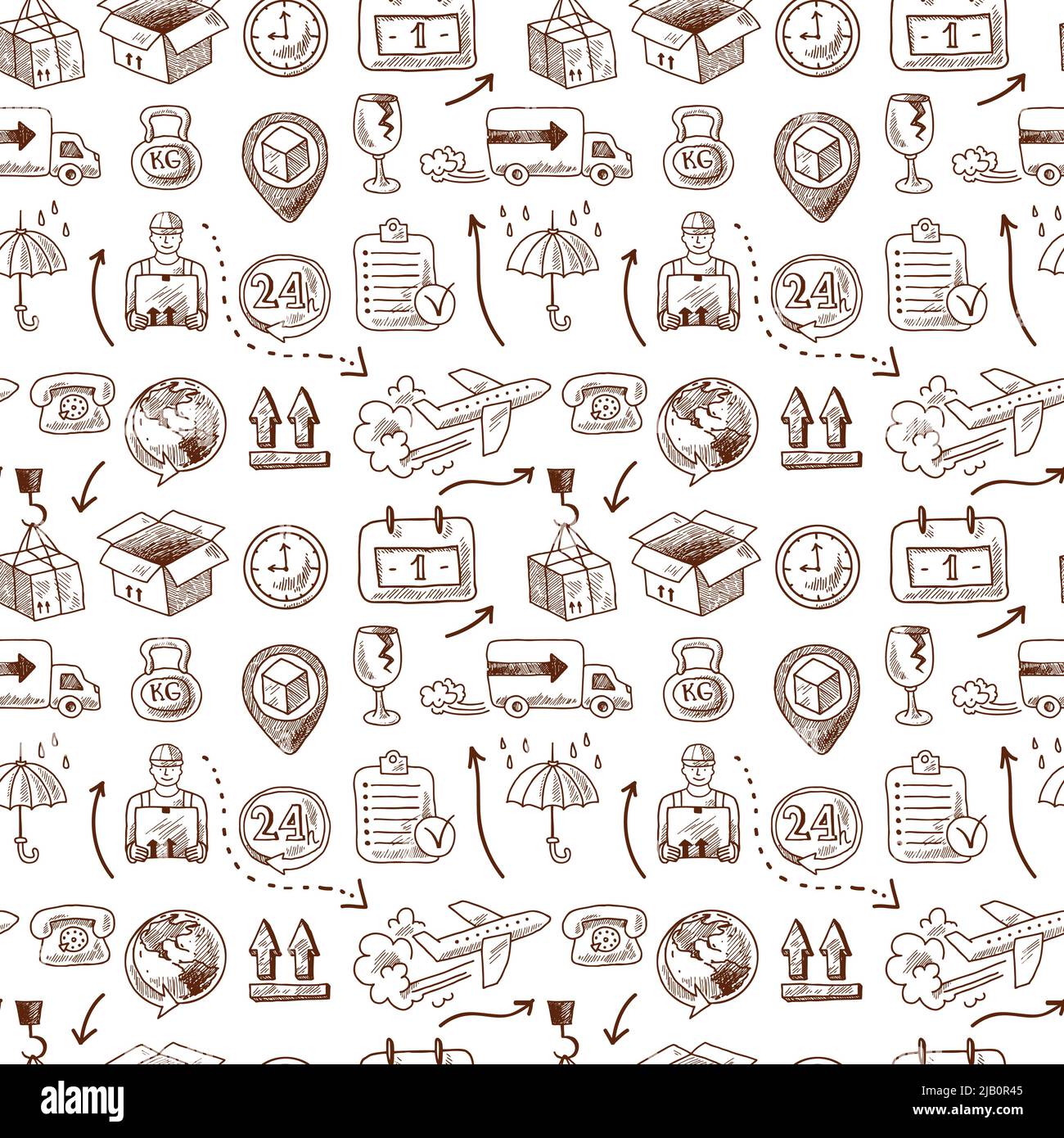 Logistic service icons and shipping elements in seamless pattern vector ...