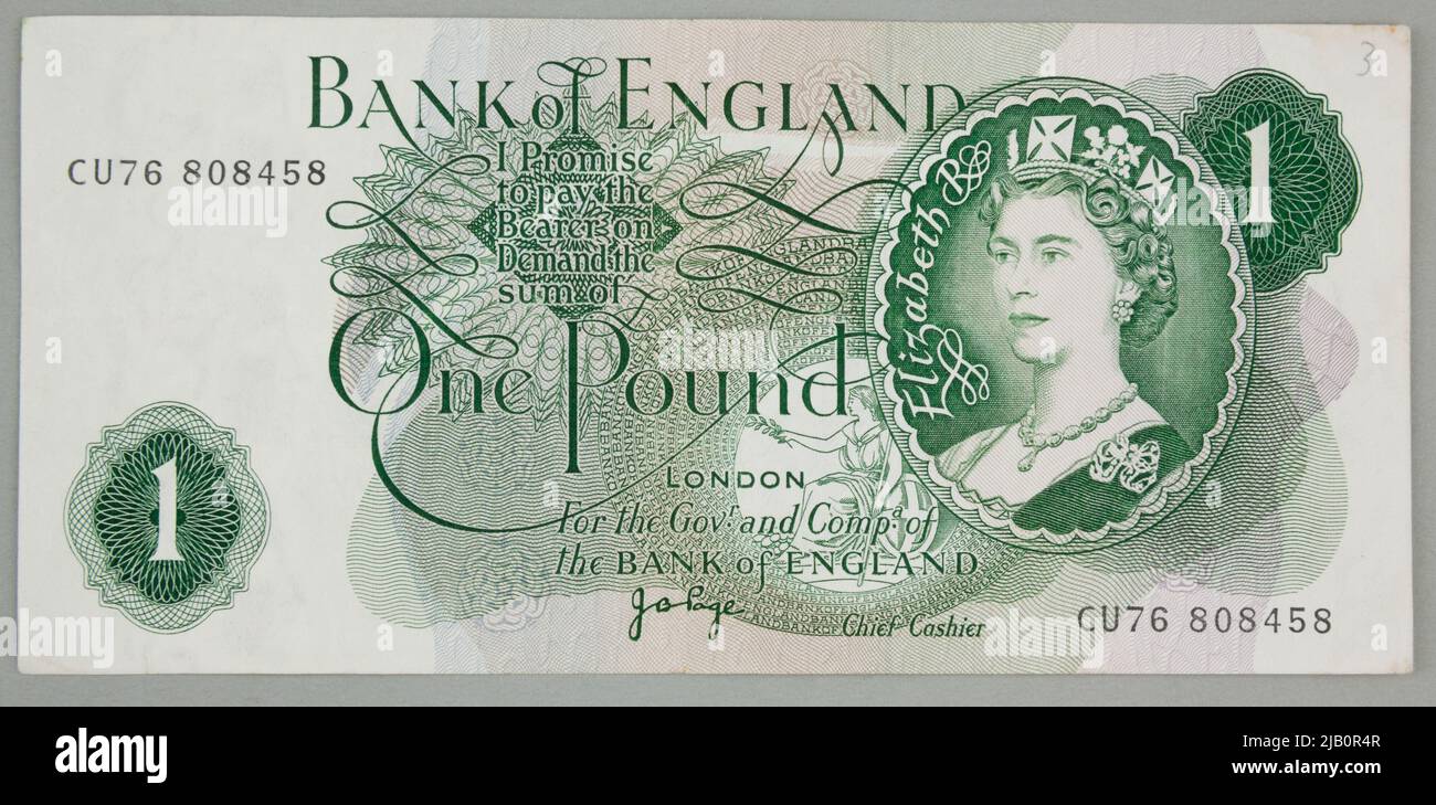 Banknote for 1 pound; Great Britain, B.R. (1960 1977 Stock Photo - Alamy